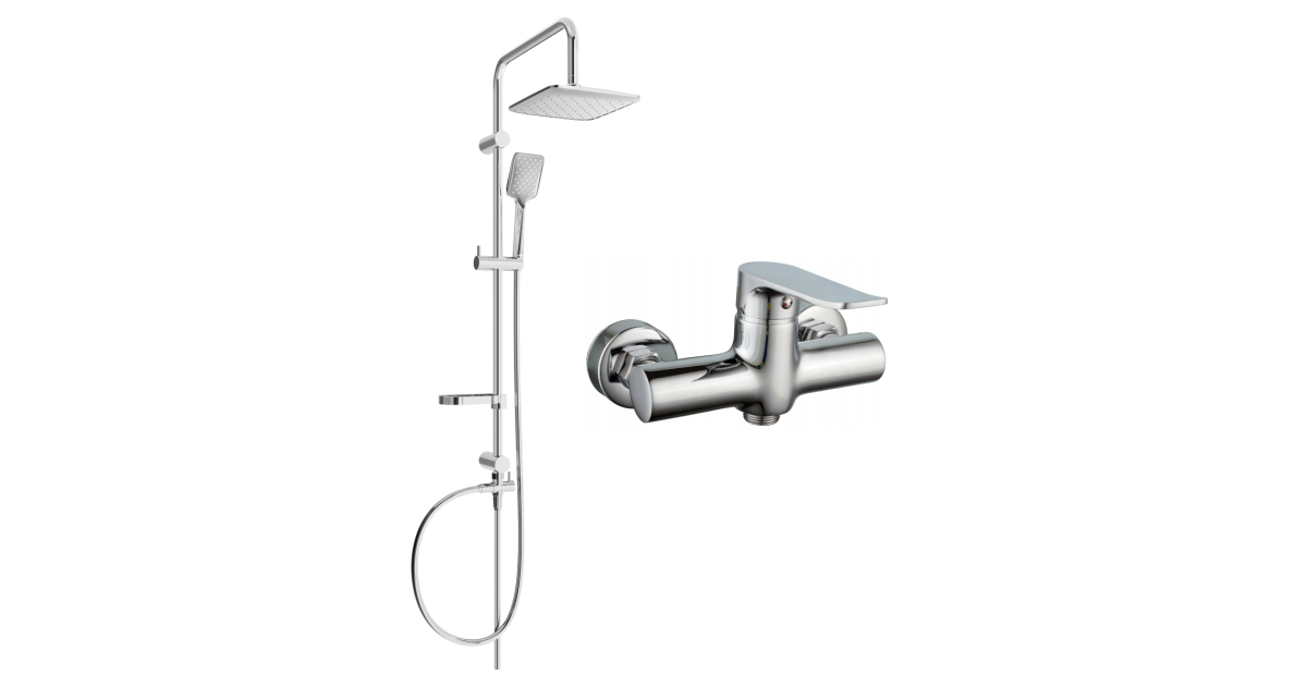 Mexen Sven surface-mounted shower set with a rainmaker and mixer tap ...