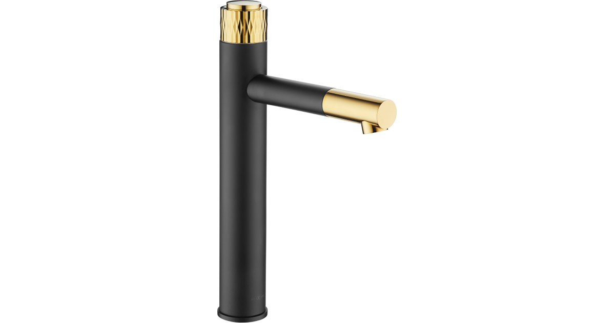Mexen Diamond high washbasin mixer tap, Black/Gold - 71510-75