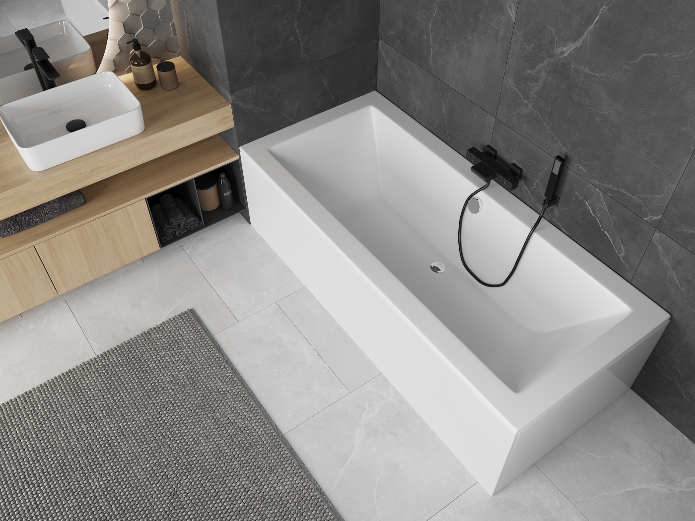 Mexen Cube wanna prostokątna 170 x 75 cm z obudową, biała - 55051707500X